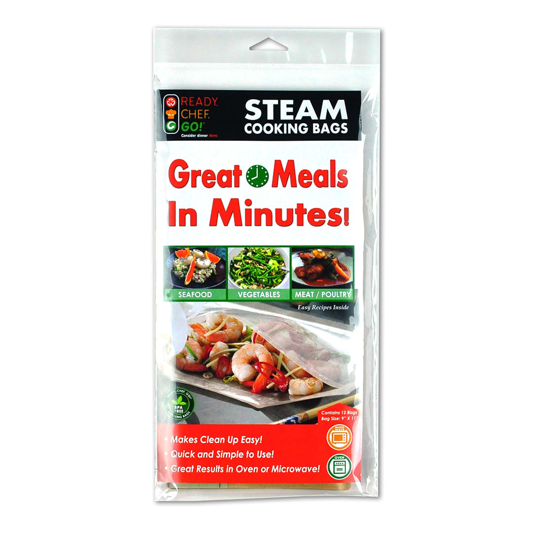 LK Packaging OSS0911P-RP Self Seal Cooking Bags w/ 6 simple kitchen ...