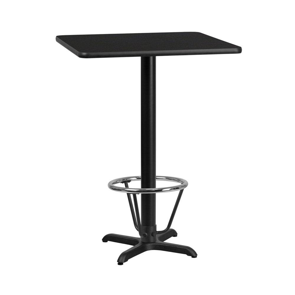 Flash Furniture XU-BLKTB-2424-T2222B-3CFR-GG 24" Square Bar Height ...