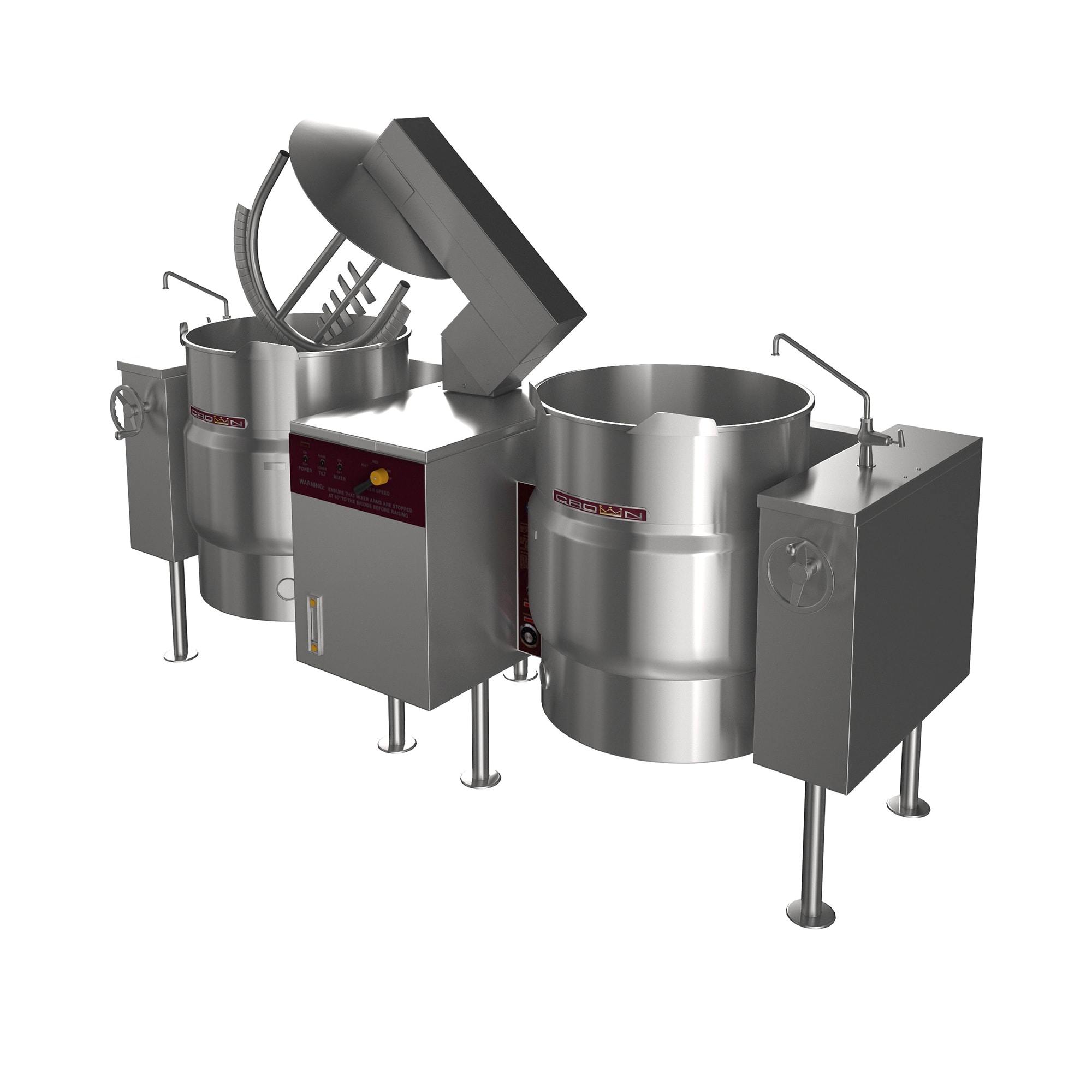Crown Steam ELTM-40-2 (2) 40 gal. Steam Kettles - Power Tilt, 2/3 ...