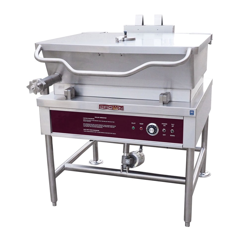 Crown Steam GLTS-30 30 gal. Tilt Skillet - Open Base, Polished Pan ...