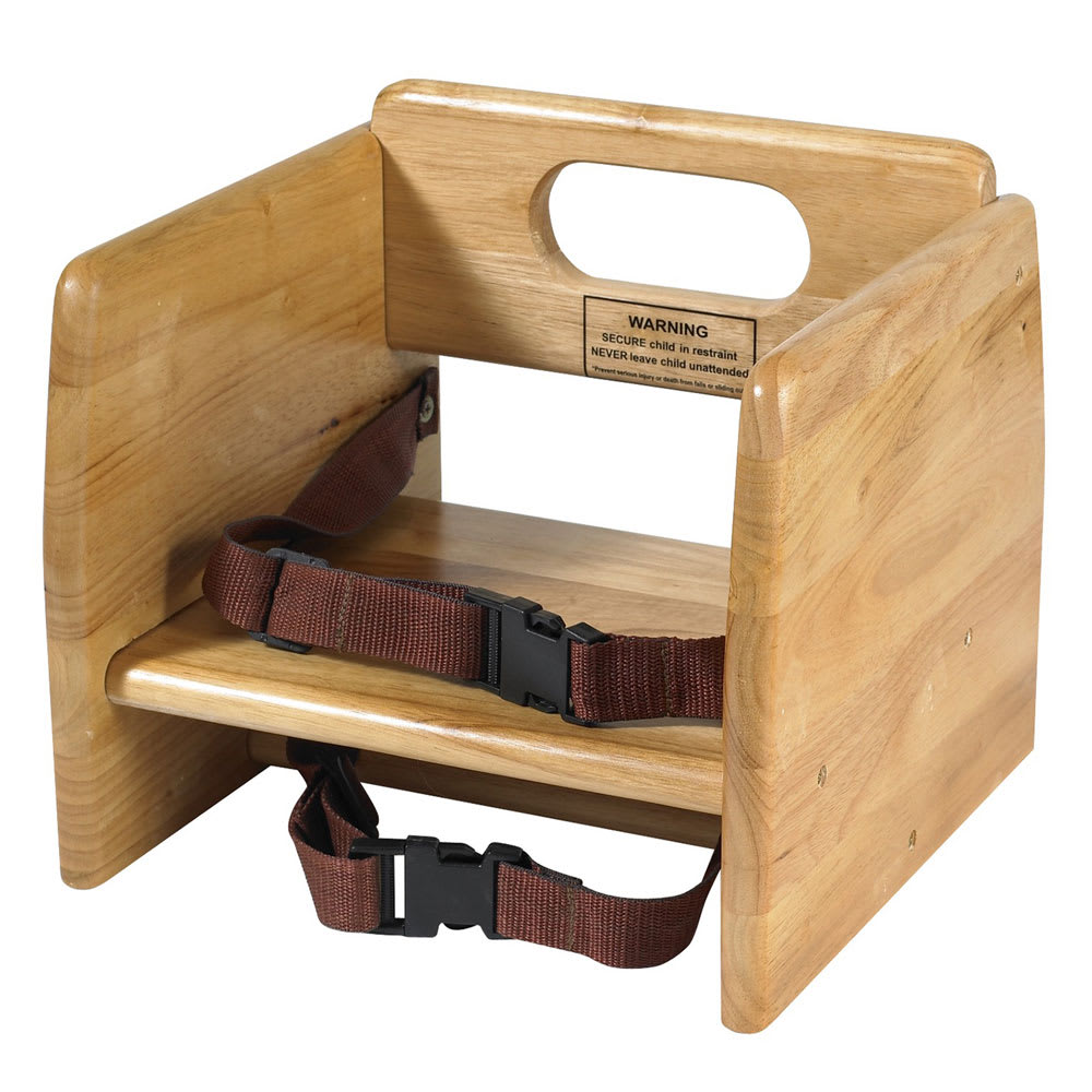 Winco CHB-701 Single Height Booster Seat w/ Waist & Chair Strap - Wood ...