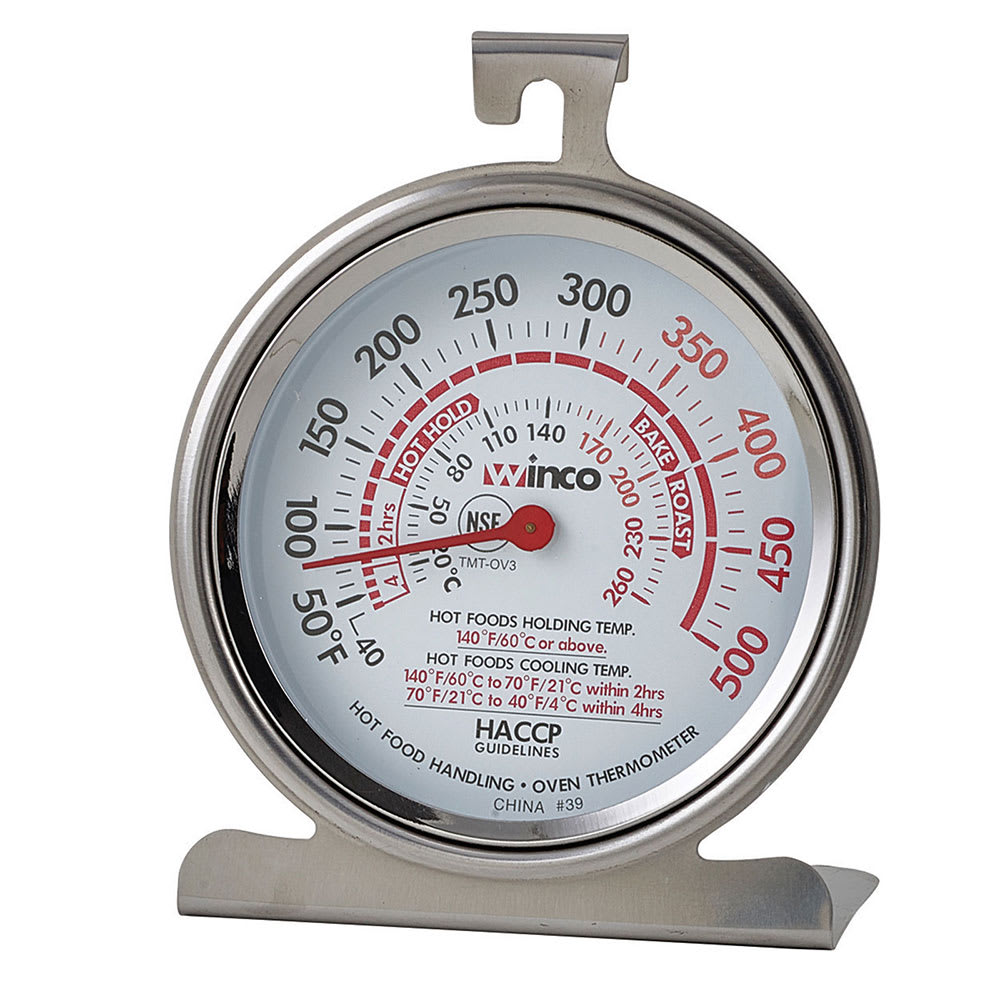 Winco TMT-OV2 2" Dial Type Oven Thermometer, Temp Range 50 to 500 F
