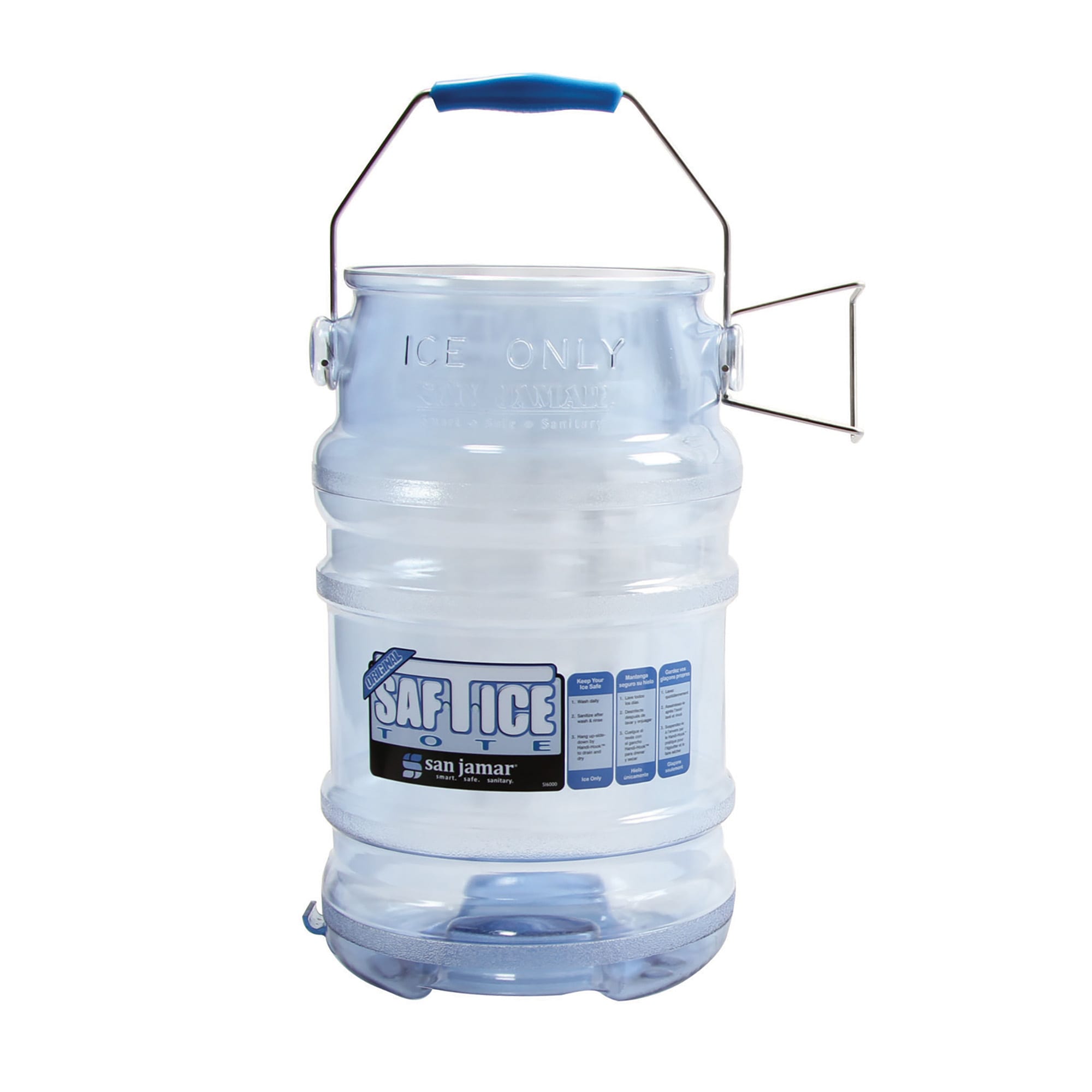 San Jamar SI6000 Round Ice Tote w/ 6 gal Capacity, Clear Blue
