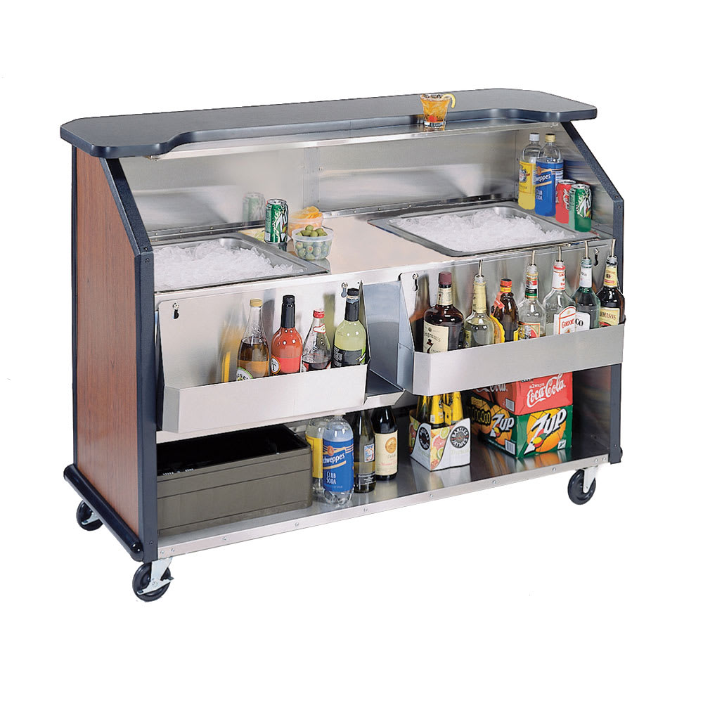 Lakeside 886 63 1/2" Portable Bar w/ (2) 40 lb Ice Bin, Speed Rail, Red ...