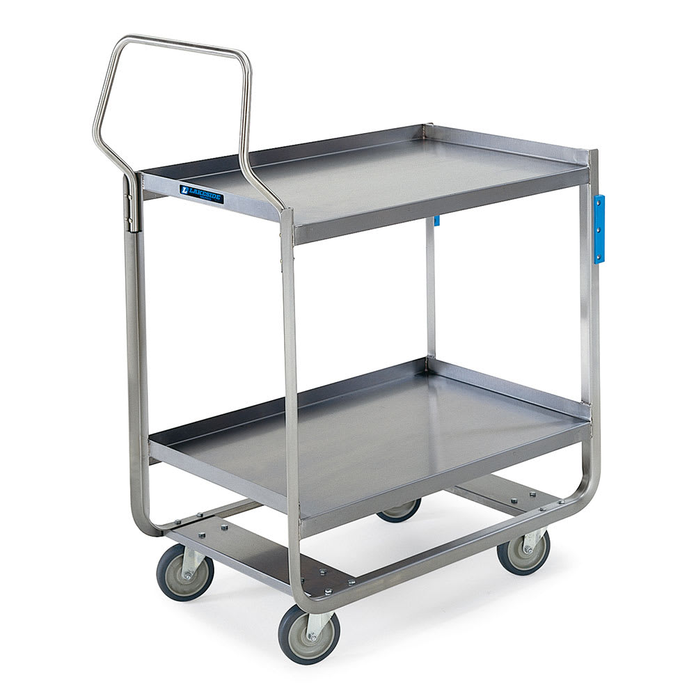 Lakeside 4743 2 Level Stainless Utility Cart w/ 700 lb Capacity, Raised ...