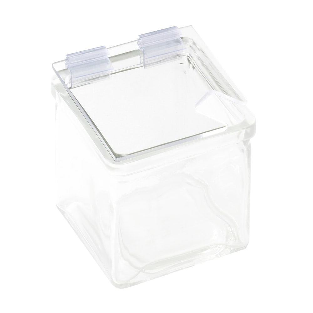 Cal-Mil 1811-N Notched Lid w/ Plastic Hinge for 4 x 4" Glass Jars