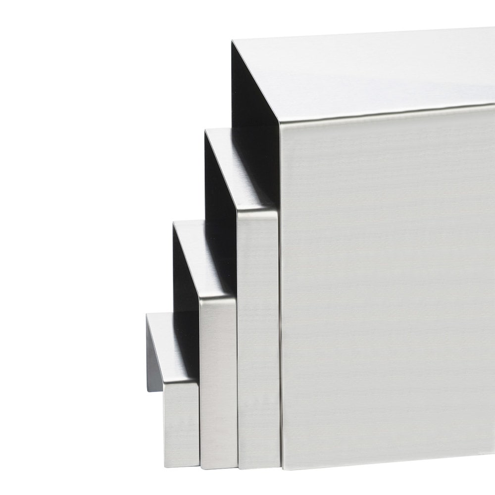 Cal-Mil 239 4 Display Risers w/ (1)-Each 8" H, 6" H, 4" H & 2" H, Stainless