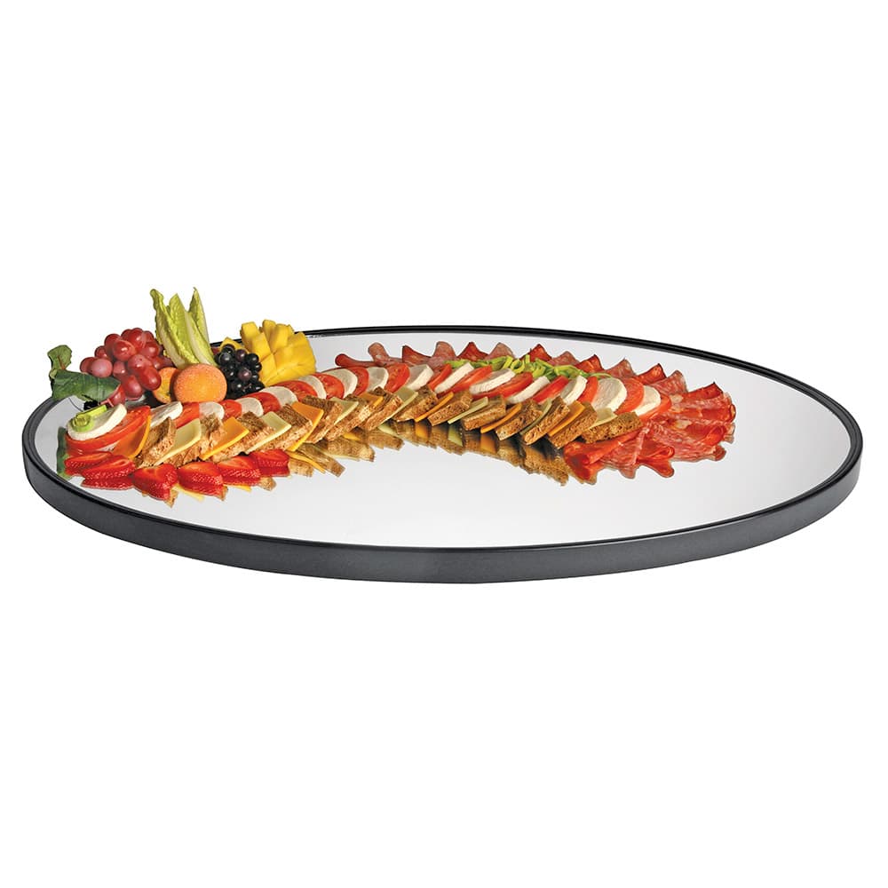 Cal-Mil RR242 Oval Gourmet Display Mirror Tray - 24x18", Black Acrylic ...