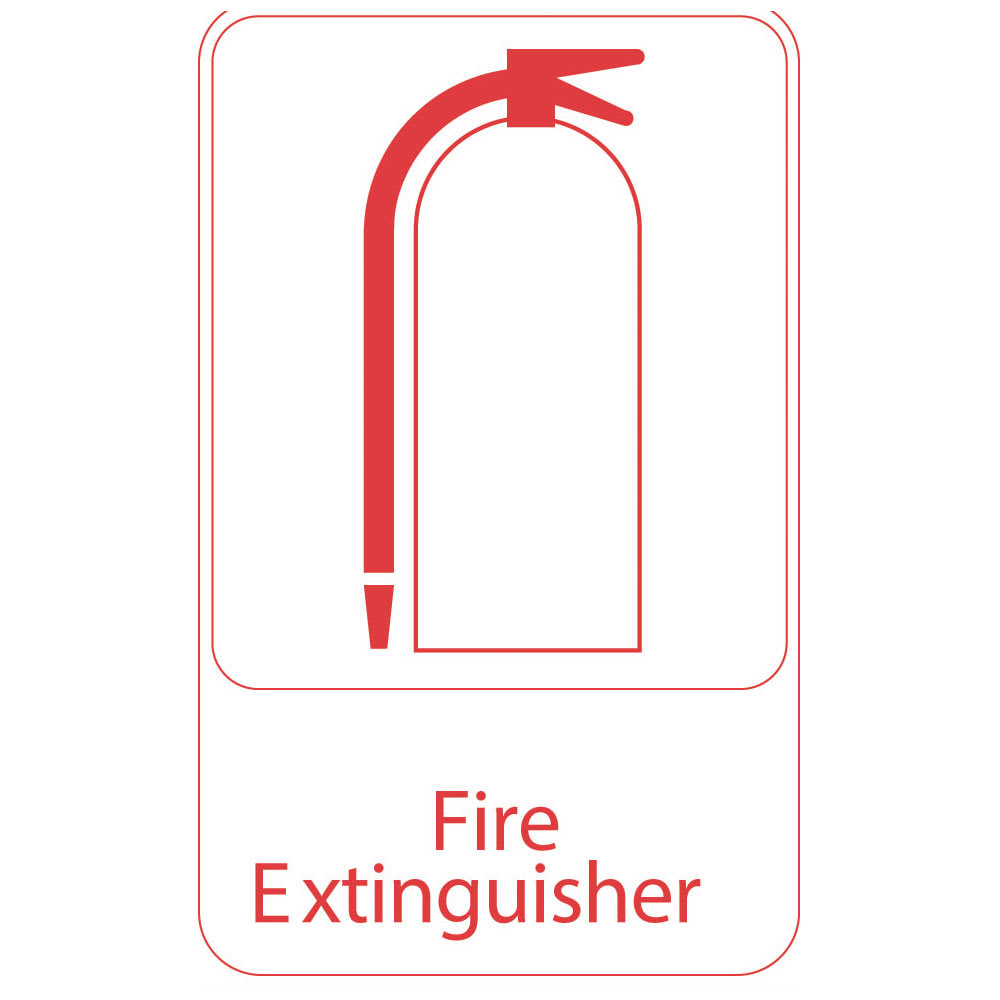 Vollrath 5618 Fire Extinguisher Sign - 6" x 9", Red on White