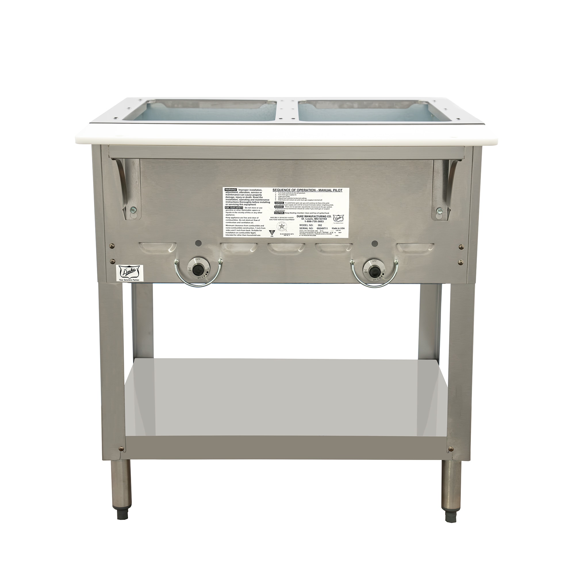 Duke 302 30 3/8" Hot Food Table w/ (2) Wells & Cutting Board, Liquid ...