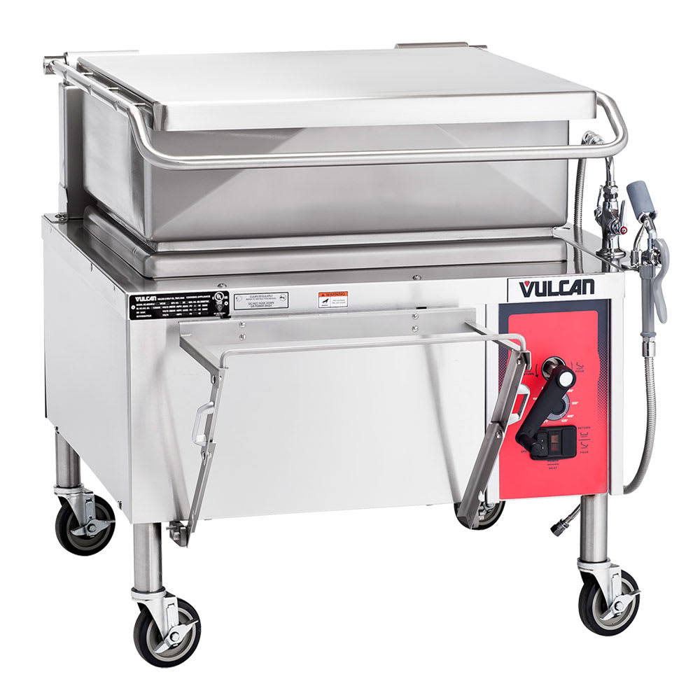 Vulcan VE30 30 gal. Tilt Skillet - Open Base, Includes Faucet, Strainer ...