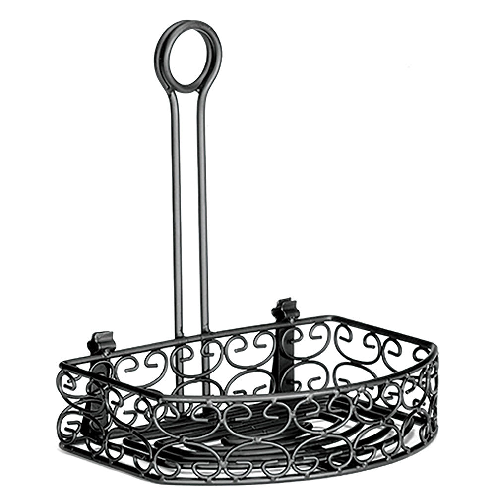 Tablecraft BK259512 Half-Moon Condiment Caddy - Metal, Black