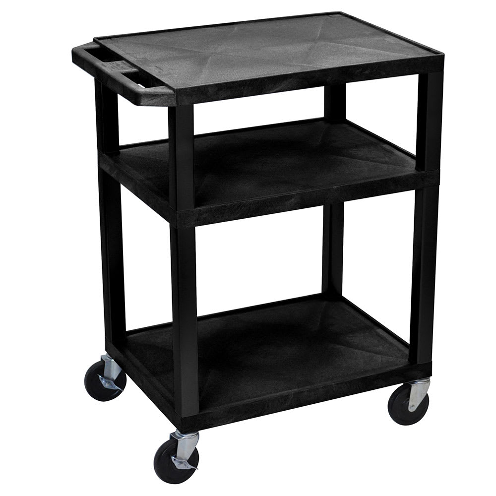 Luxor 34" 3 Level A/V Utility Cart w/ 300 lb Capacity - Plastic, Black ...