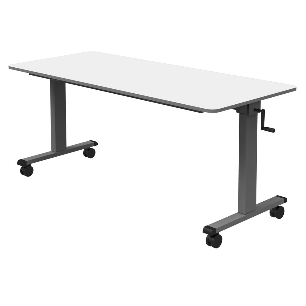 Luxor 60" Adjustable Flip Top Table - Steel Frame, Gray Tabletop (STAND ...