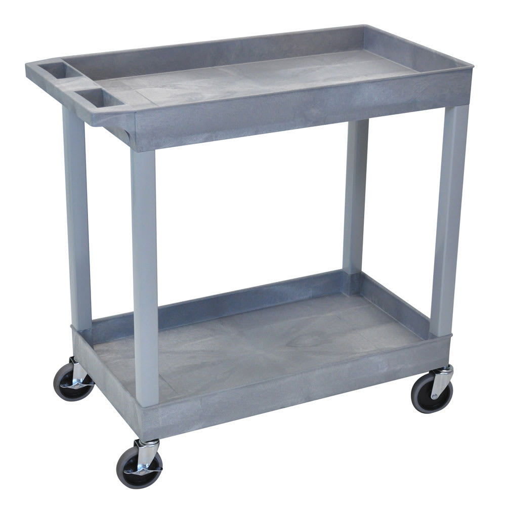 Luxor 2-Level Polymer Utility Cart w/ 400-lb Capacity, Raised Ledges ...