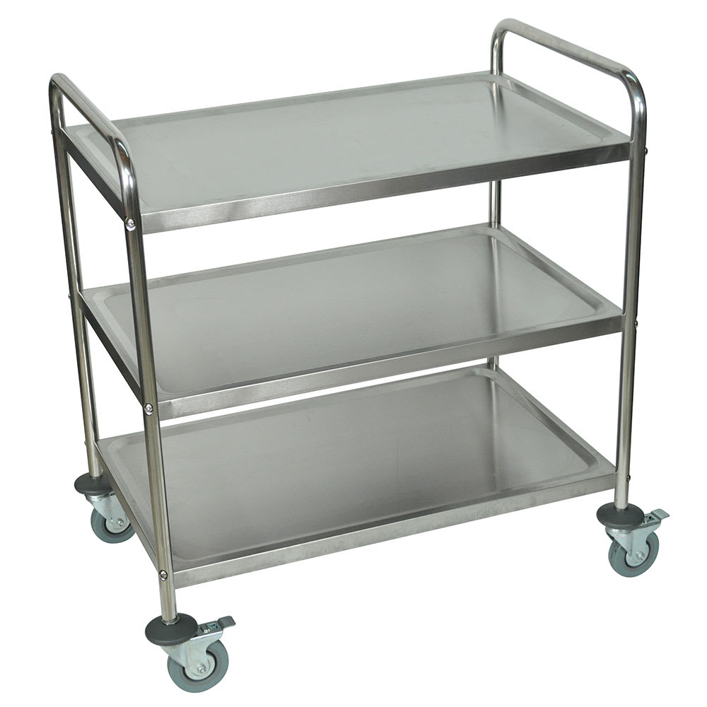 Luxor 3 Level Stainless Utility Cart w/ 200 lb Capacity, Raised Ledges ...