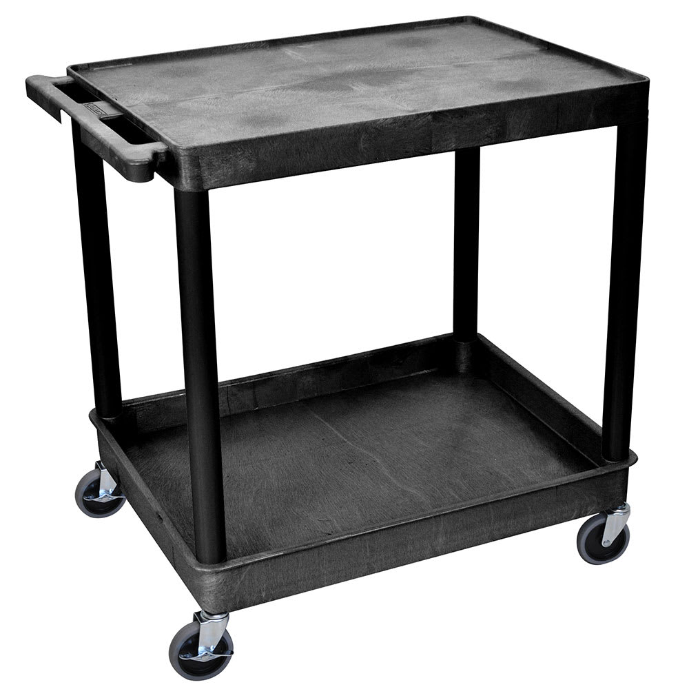 Luxor 2 Level Polymer Utility Cart w/ 400 lb Capacity, Raised Ledges ...