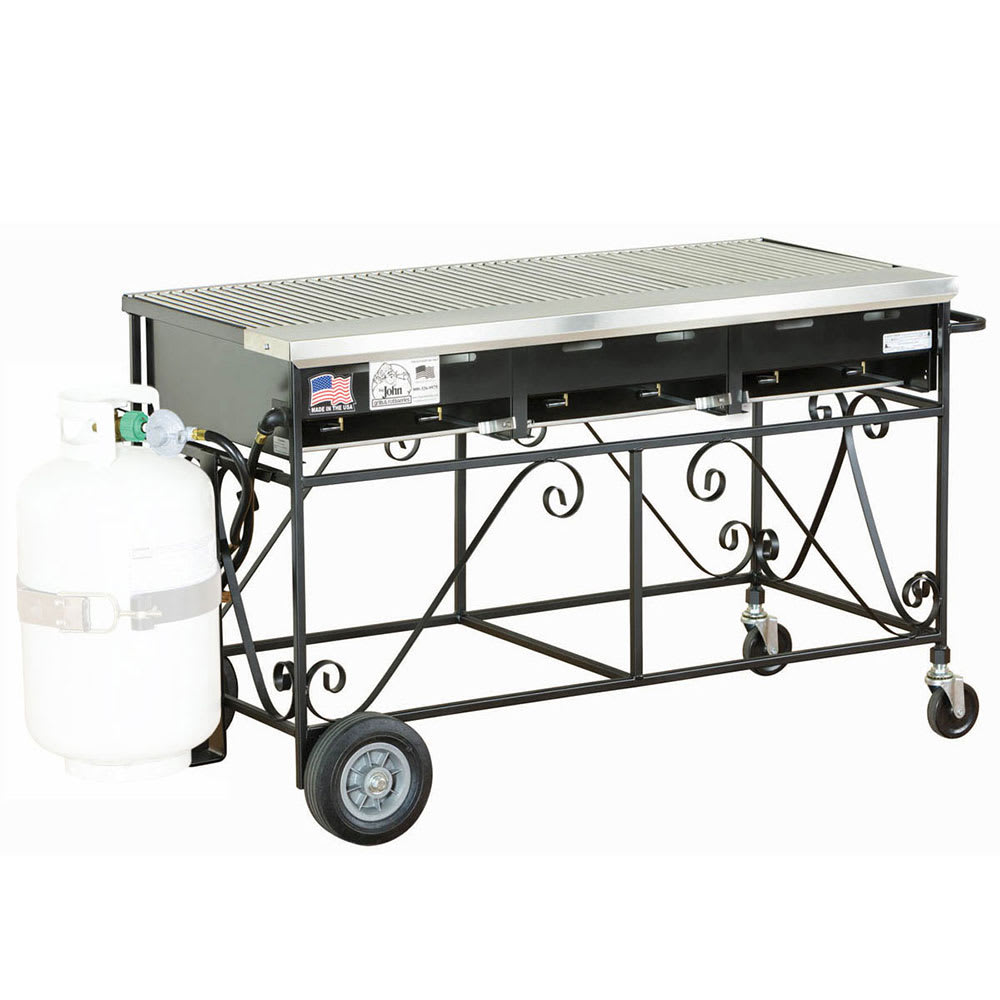 Big John Grills 49" Mobile Gas Commercial Outdoor Grill w/ Multiple ...