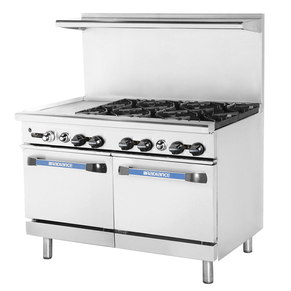 Turbo Air TARG-12G6B 48" 6 Burner Gas Range w/ Griddle & (2) Standard ...