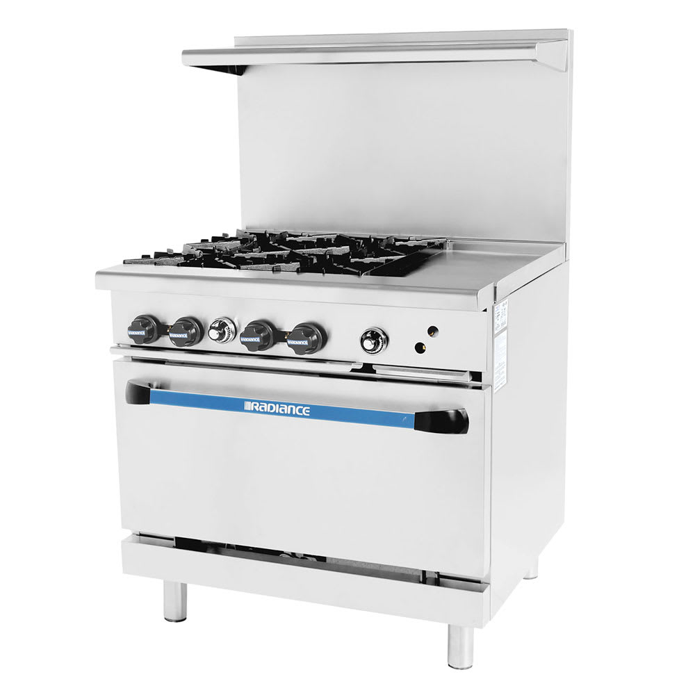 Turbo Air TARG-4B12G 36" 4 Burner Gas Range w/ Griddle & Standard Oven ...