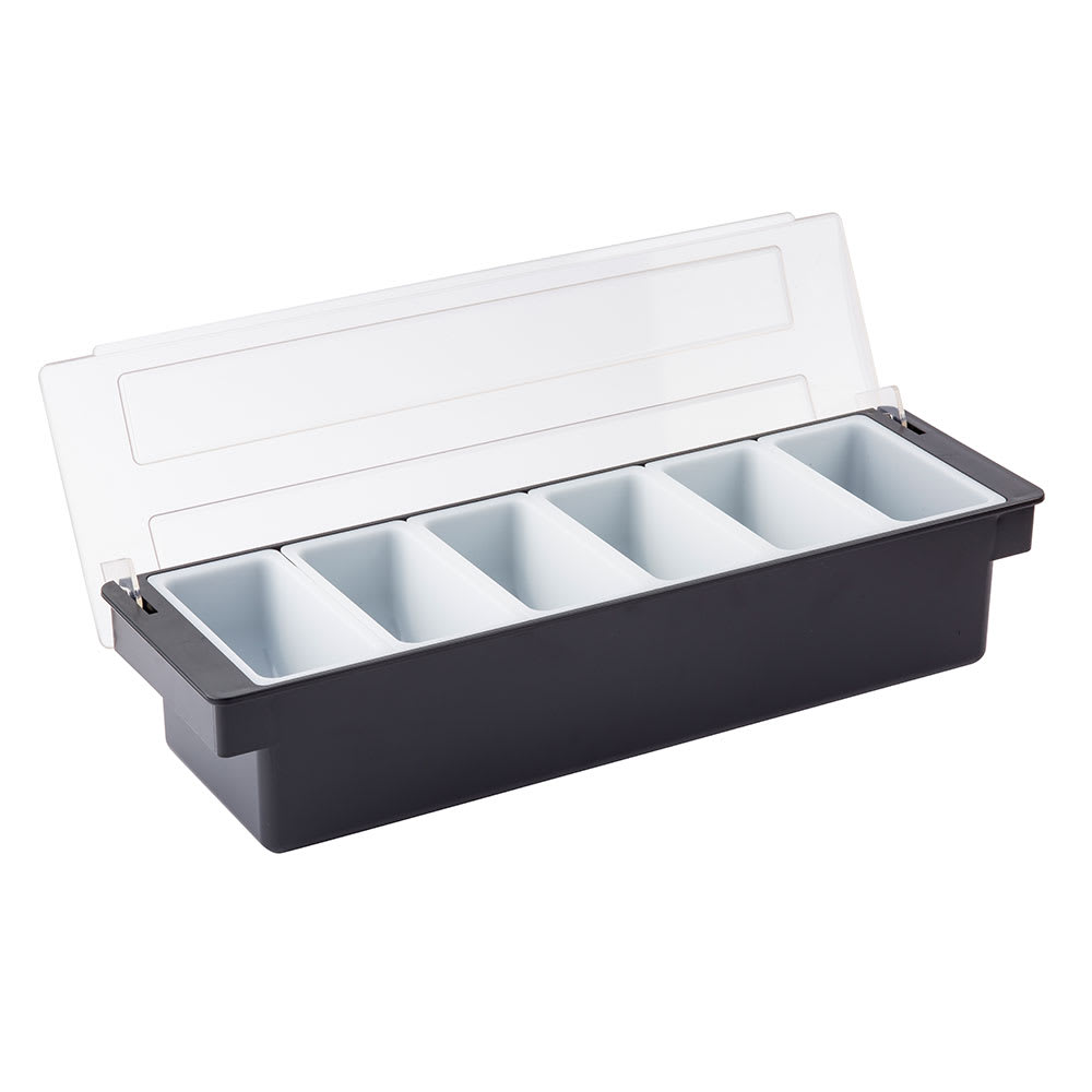 Tablecraft 102 (6) Compartment Bar Garnish Tray - Flat Hinged Lid