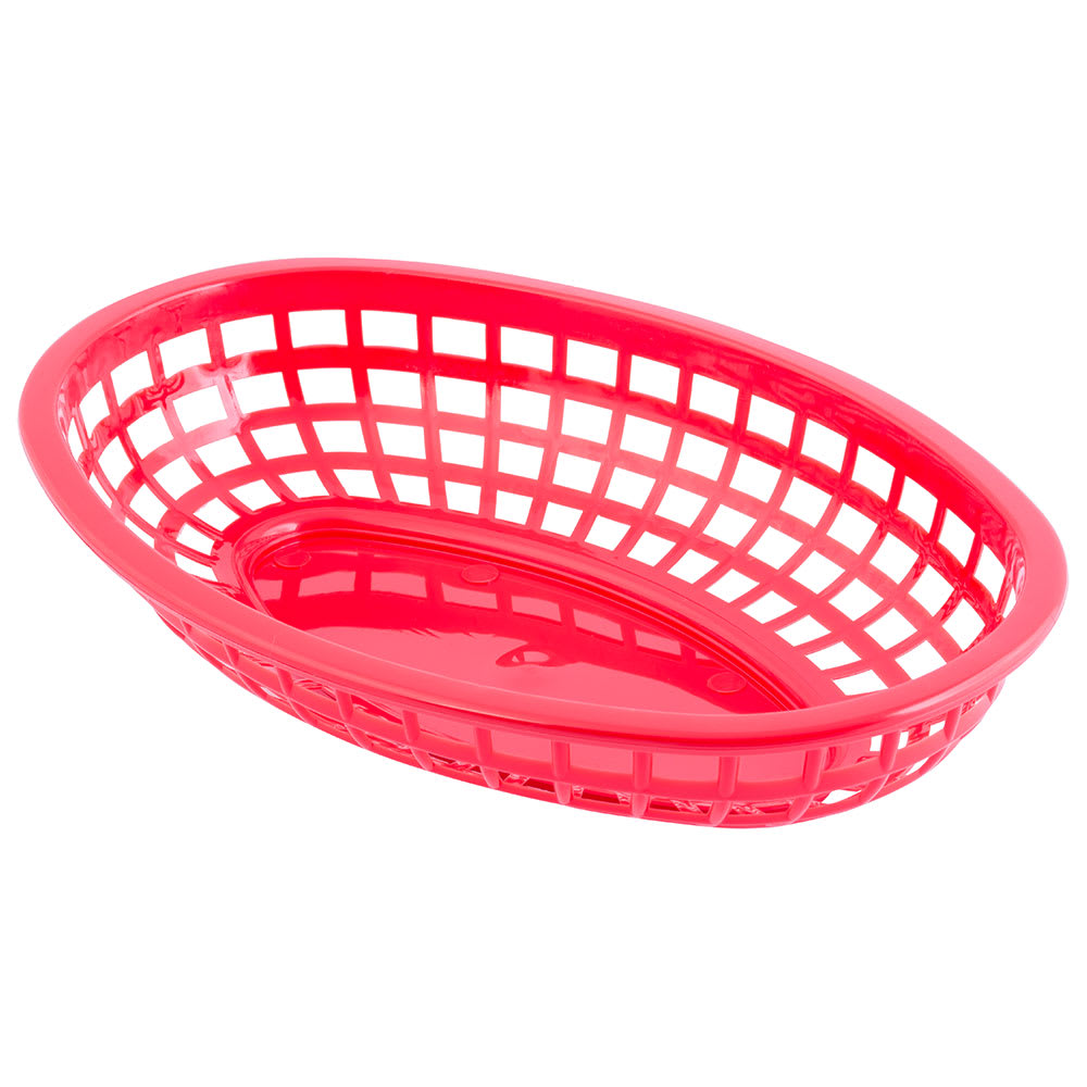 Tablecraft 1074R Classic Basket, 9 3/8" X 6" X 1 7/8 in, Oval, Poly, Red