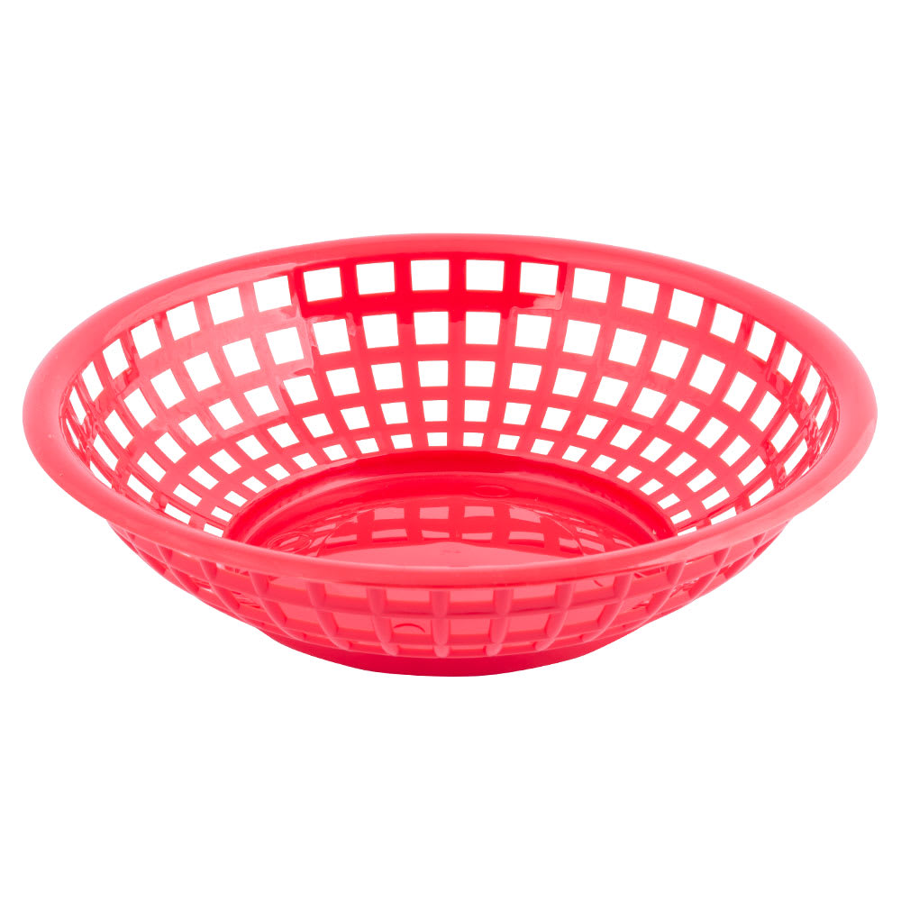 Tablecraft 1075R Round Serving Basket, 8 x 2 3/8", Poly, Red