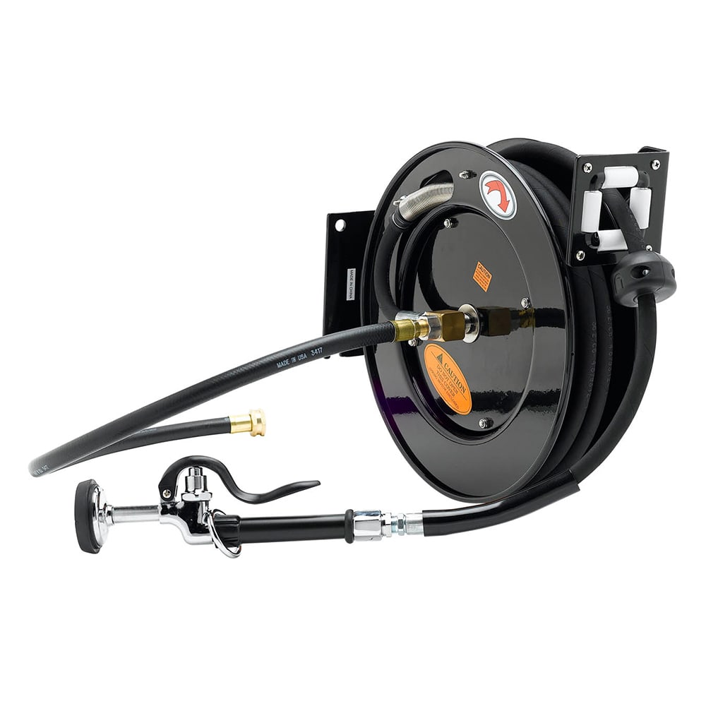 T&S 5HR-342-01-GH Hose Reel, 50 ft x 1/2 in, 5SV-H Spray Valve, 3 ft ...