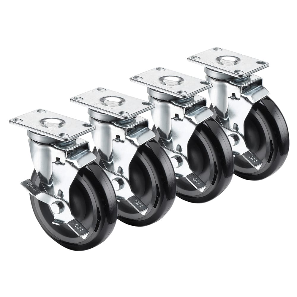 Krowne 28-113S 4 Piece Universal Plate Caster Set w/ 5" Wheel, 2 3/8 x ...