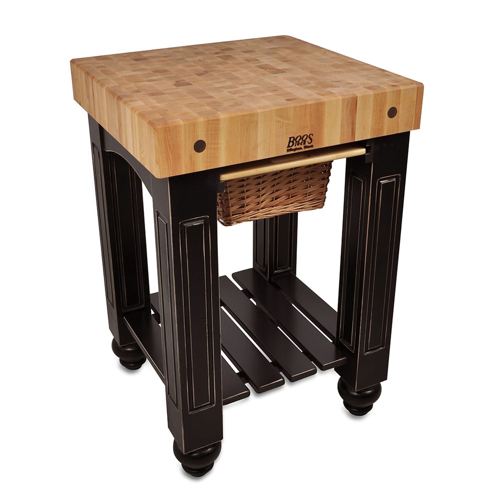 John Boos CU-GB25 25" Gathering Block Table, Hard Maple Top w/ Caviar ...