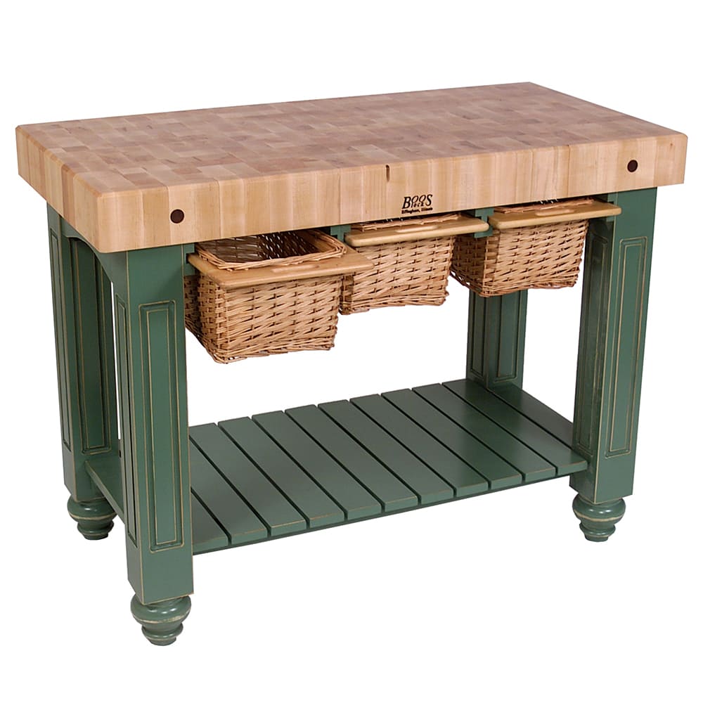 John Boos CU-GB4824 48" Gathering Block Table III, Hard Maple Top w ...