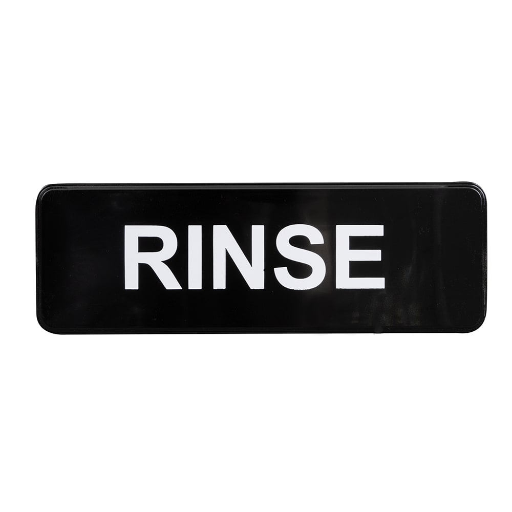 Vollrath 4522 Rinse Sign - 3" x 9", White on Black