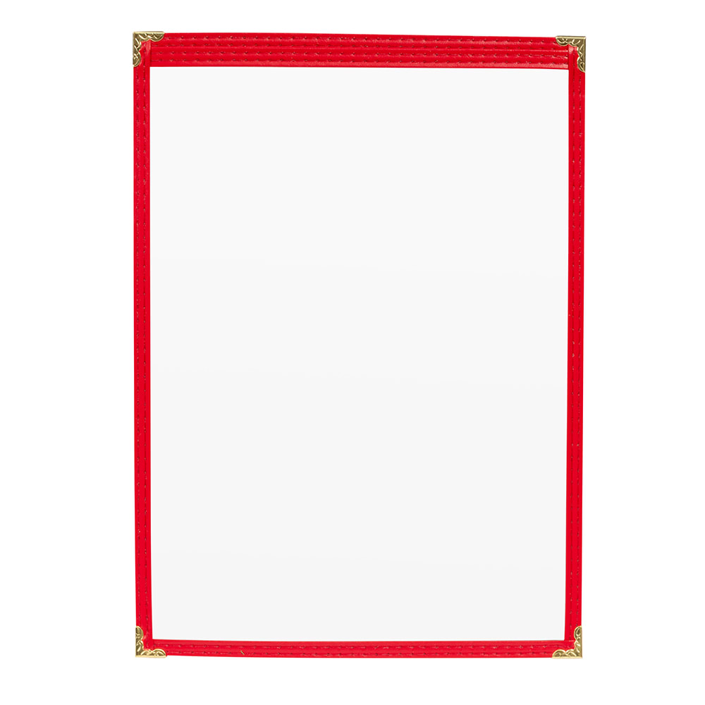 Risch Single Pocket Vinyl Menu Cover, 8 1/2"W x 14"H, Red Leatherette ...
