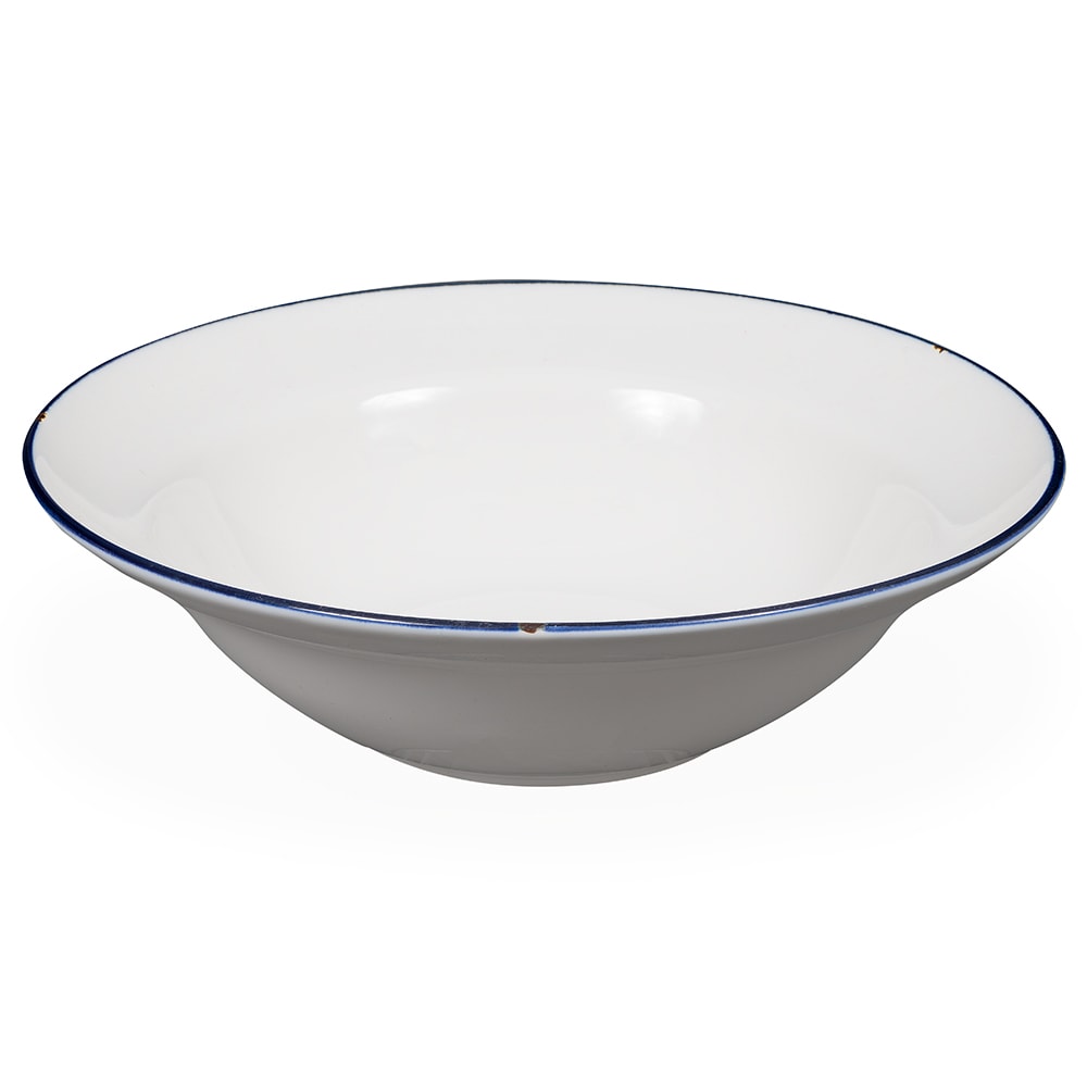 Oneida 12 oz Round Tin Tin™ Rim Soup Bowl - Porcelain, White & Blue ...