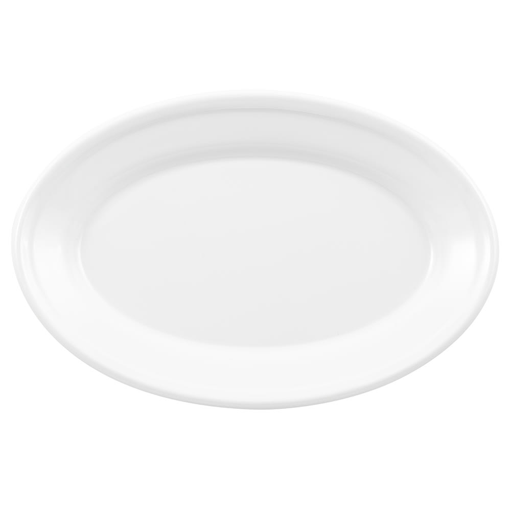 GET 9 1/4" x 6 1/4" Oval Supermel Platter - Melamine, White (OP-911-W)