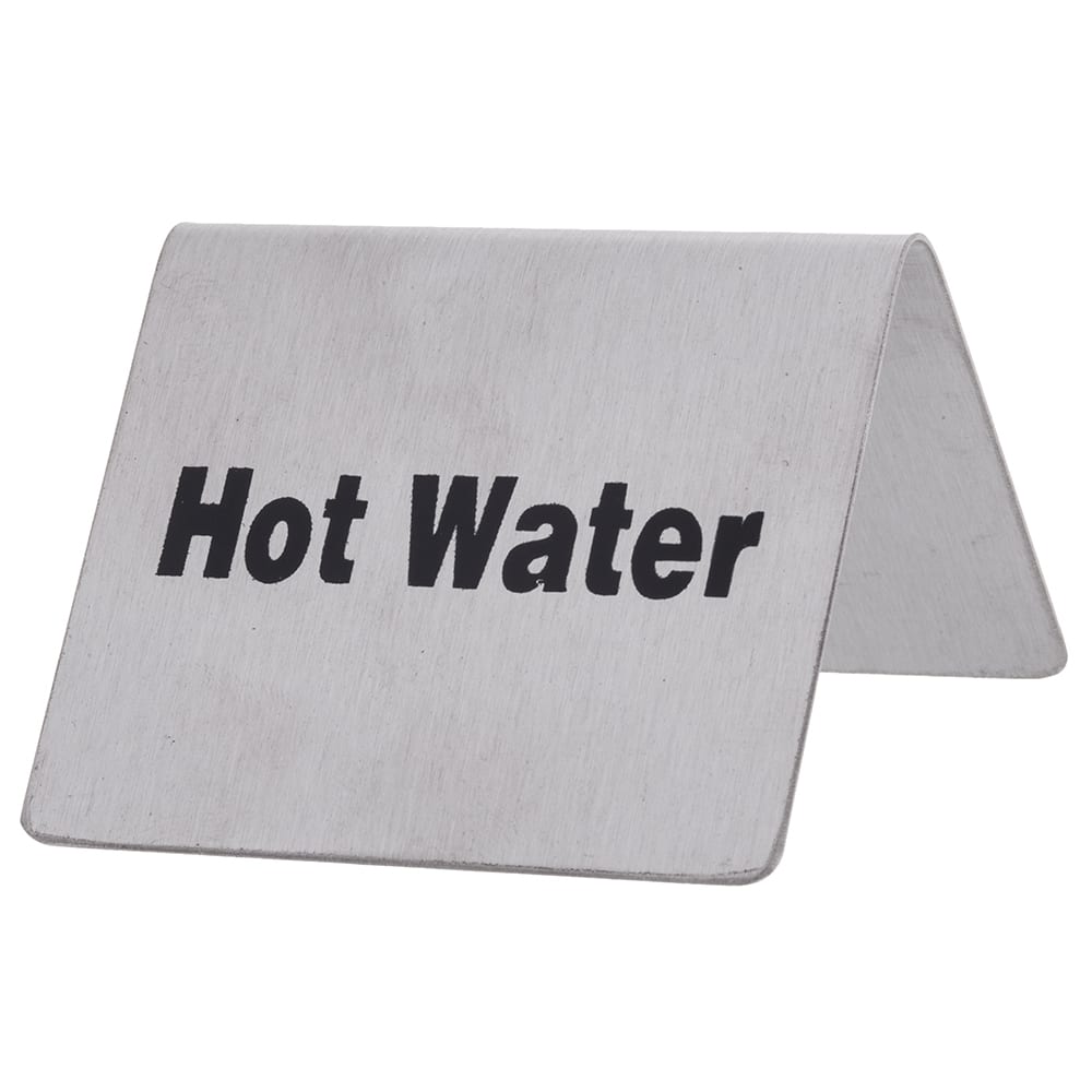 Tablecraft B7 Hot Water Table Tent Sign - 2" x 2 1/2", Stainless