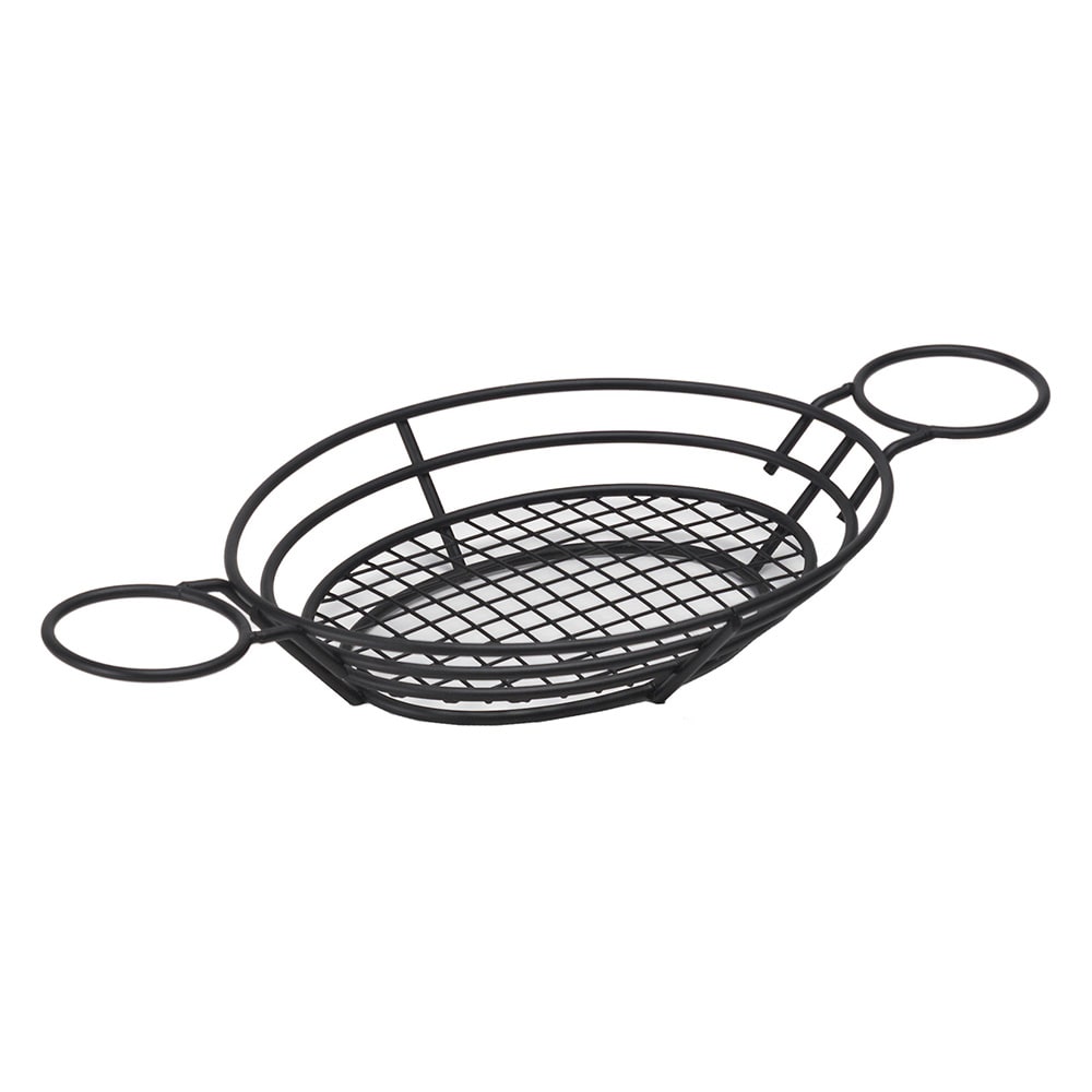 GET Oval Wire Basket w/ (2) Condiment Holders - 11" x 8", Iron, Black ...
