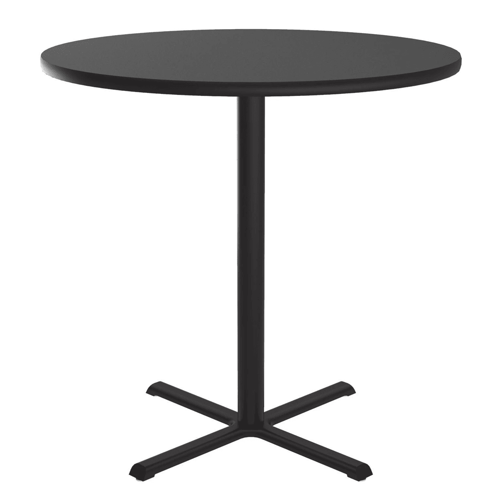 Correll 48" Round Bar Height Table - Black Granite Laminate Top, Cast ...