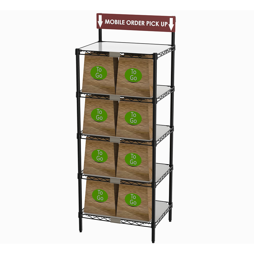 Metro CR1824TGSR To Go Order Pick Up Station w/ Sign - 24"W x 18"D x 63"H