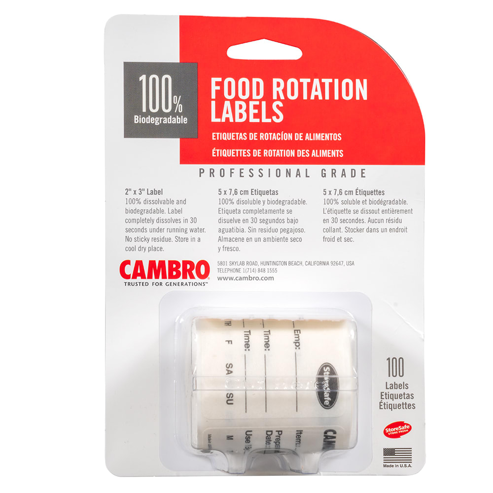 Cambro 23SL StoreSafe® Rectangular Food Rotation Storage Labels - 2" x ...