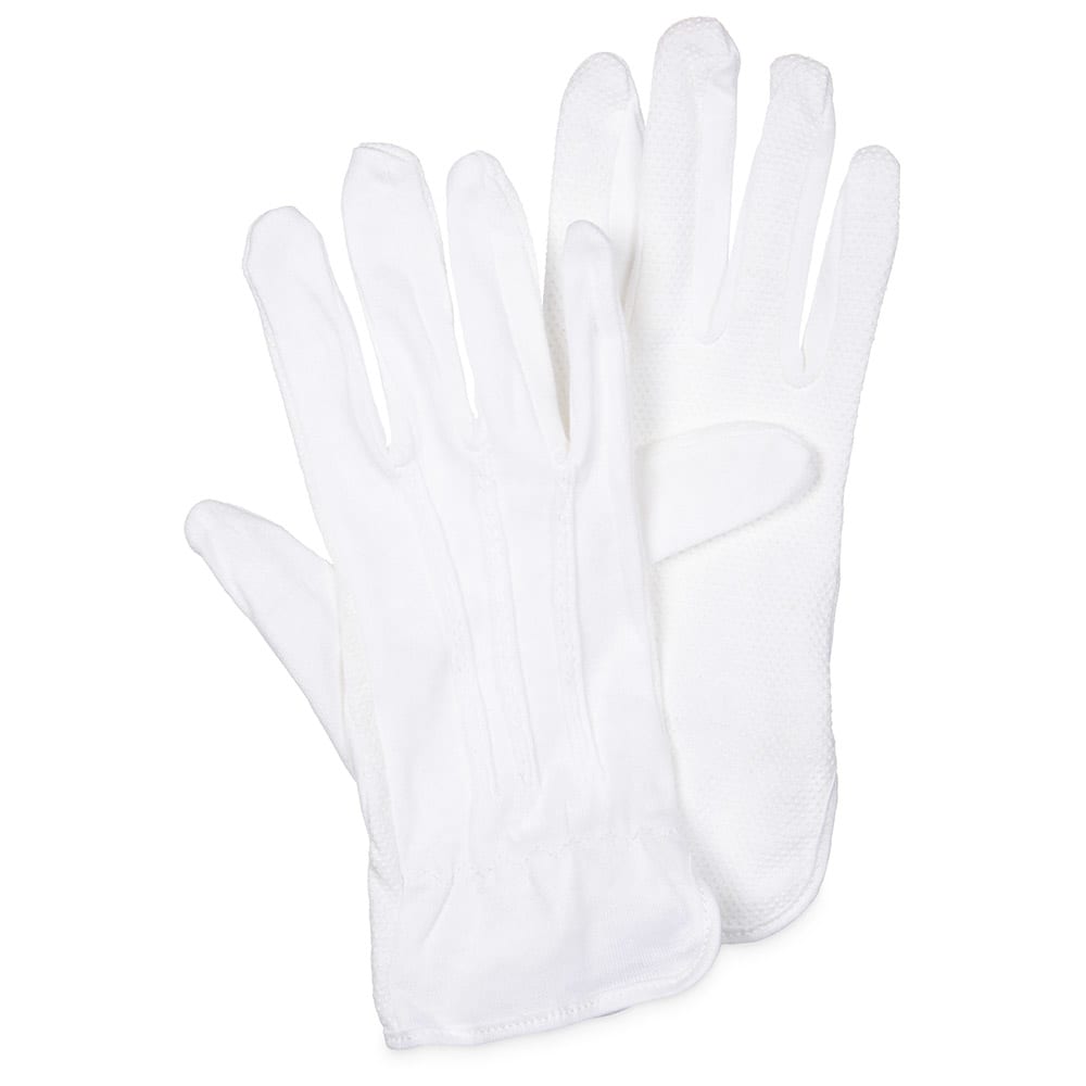 San Jamar 5312WH-M Cotton PVC Waiter's Gloves, Palm Dotted, Medium, White