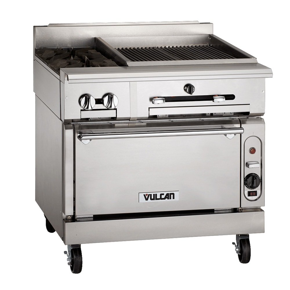 Vulcan VTC36S 36" Gas Range w/ Charbroiler & Standard Oven, Liquid Propane