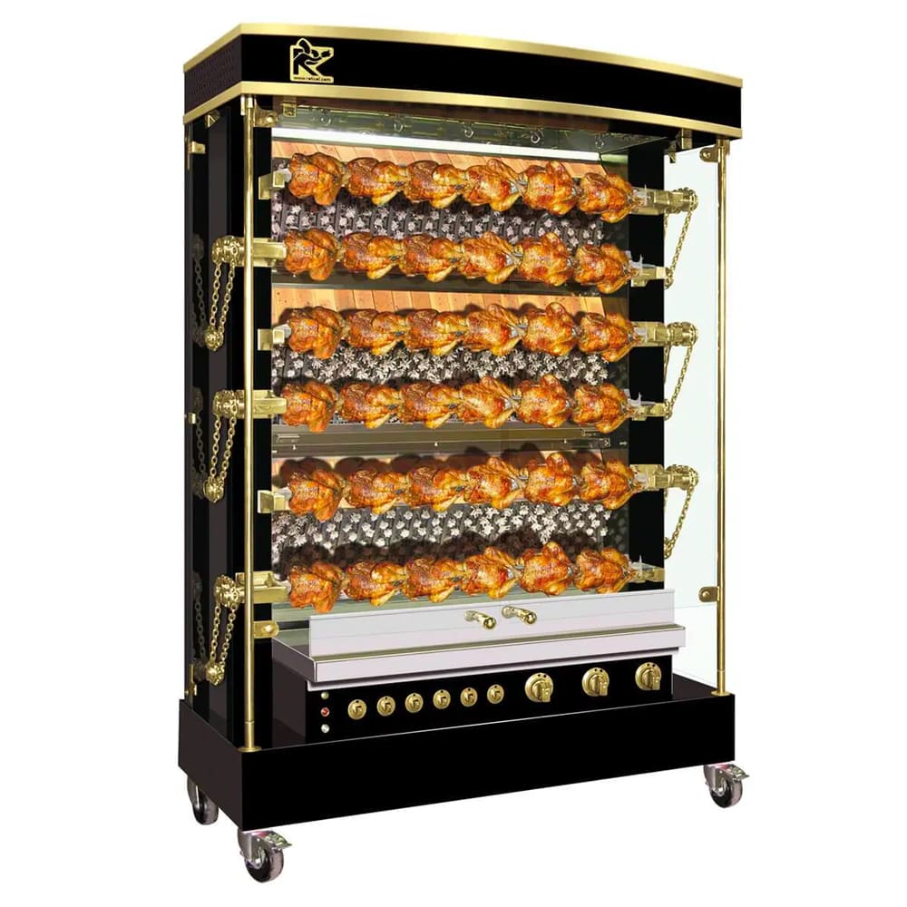 Rotisol USA MF1375-6G-LUX Gas 6 Spit Commercial Rotisserie w/ 36 Bird ...