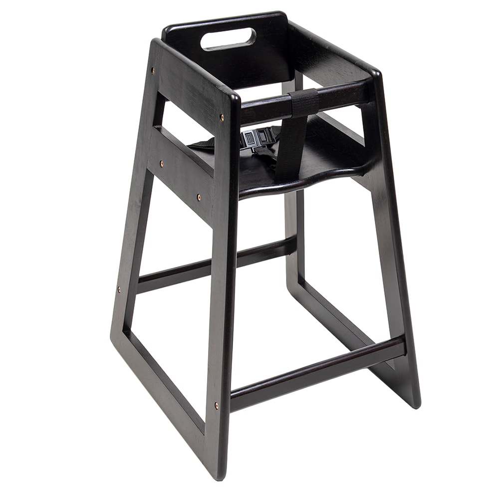 CSL 27" Wood Stackable High Chair w/ Waist Strap - Rubberwood, Black ...