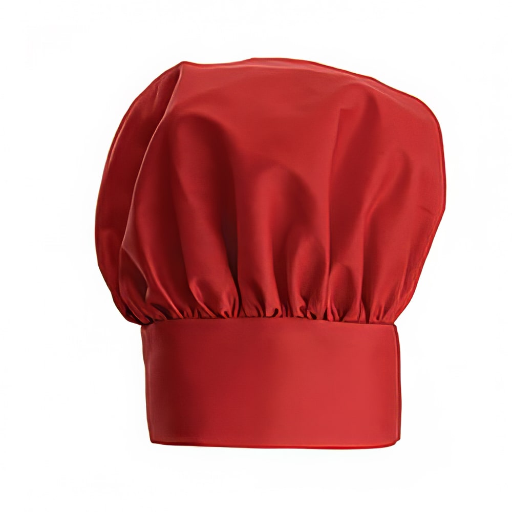 Winco CH-13RD 13"H Adjustable Chef Hat w/ Velcro Closure - Poly/Cotton, Red