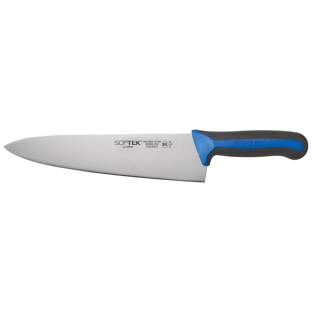 Winco KSTK-100 10" Chef's Knife w/ High Carbon Steel Blade & Black/Blue ...