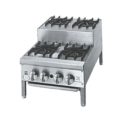 Jade Range 18" Gas Step Up Hot Plate w/ (4) Burners & Infinite Controls ...