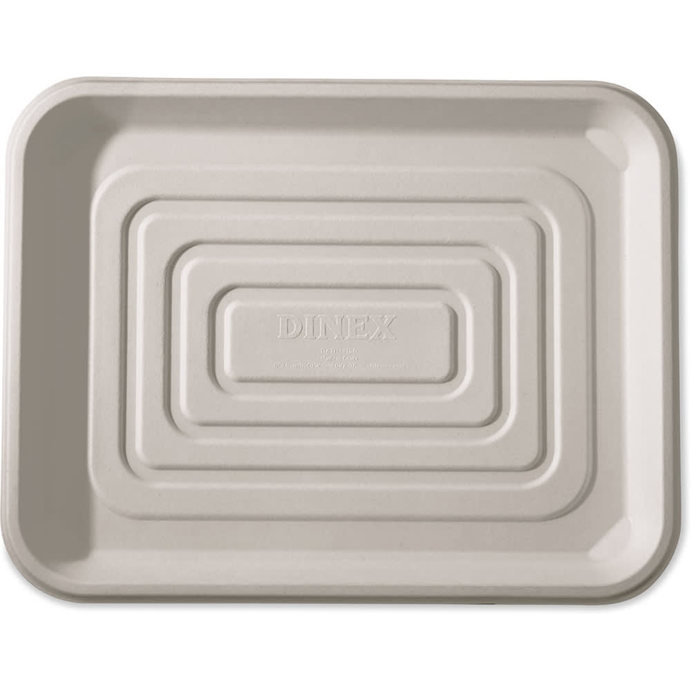 Dinex DXTR1418D42 Rectangular Disposable Tray - 14" x 18", Bagasse, Ivory