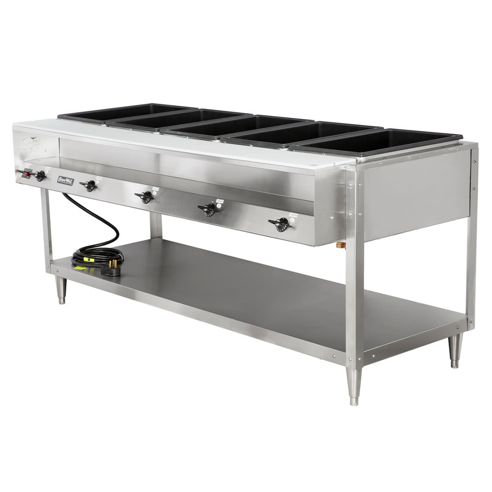 Vollrath 38105 76" Hot Food Table w/ (5) Wells & Cutting Board, 120v