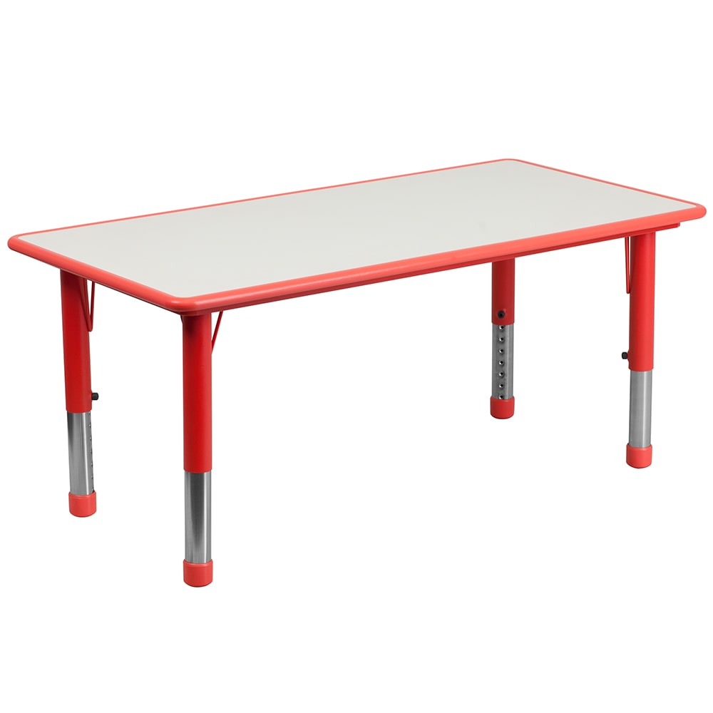 23.625 W x 47.25 L Height Adjustable Rectangular Plastic Activity Table with Top Flash Furniture Red